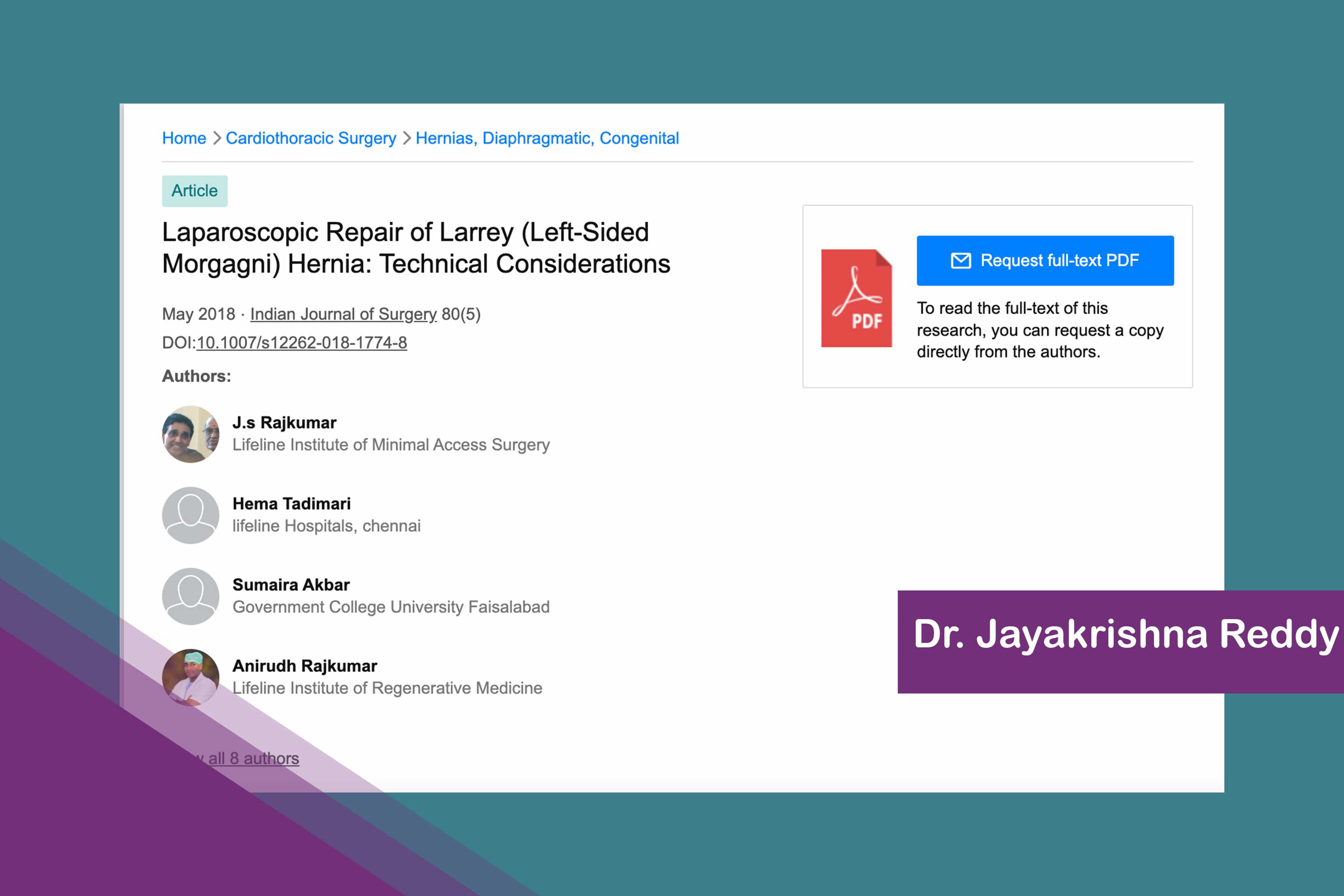 Blogs & Publishing | Laparoscopic Repair of Larrey (Left-Sided Morgagni ...